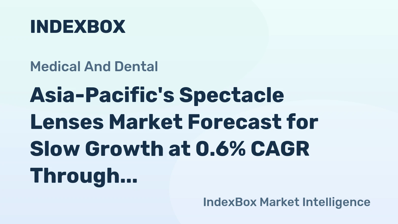 Asia-Pacific's Spectacle Lenses Market Forecast for Slow Growth at 0.6% CAGR Through 2035