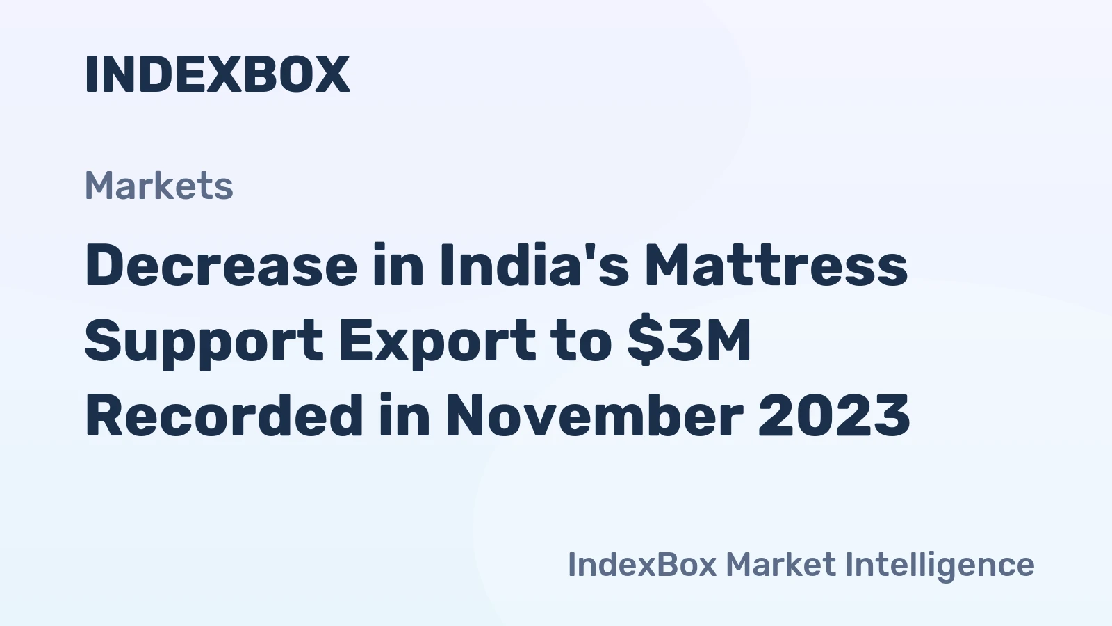 Decrease in India's Mattress Support Export to $3M Recorded in November 2023