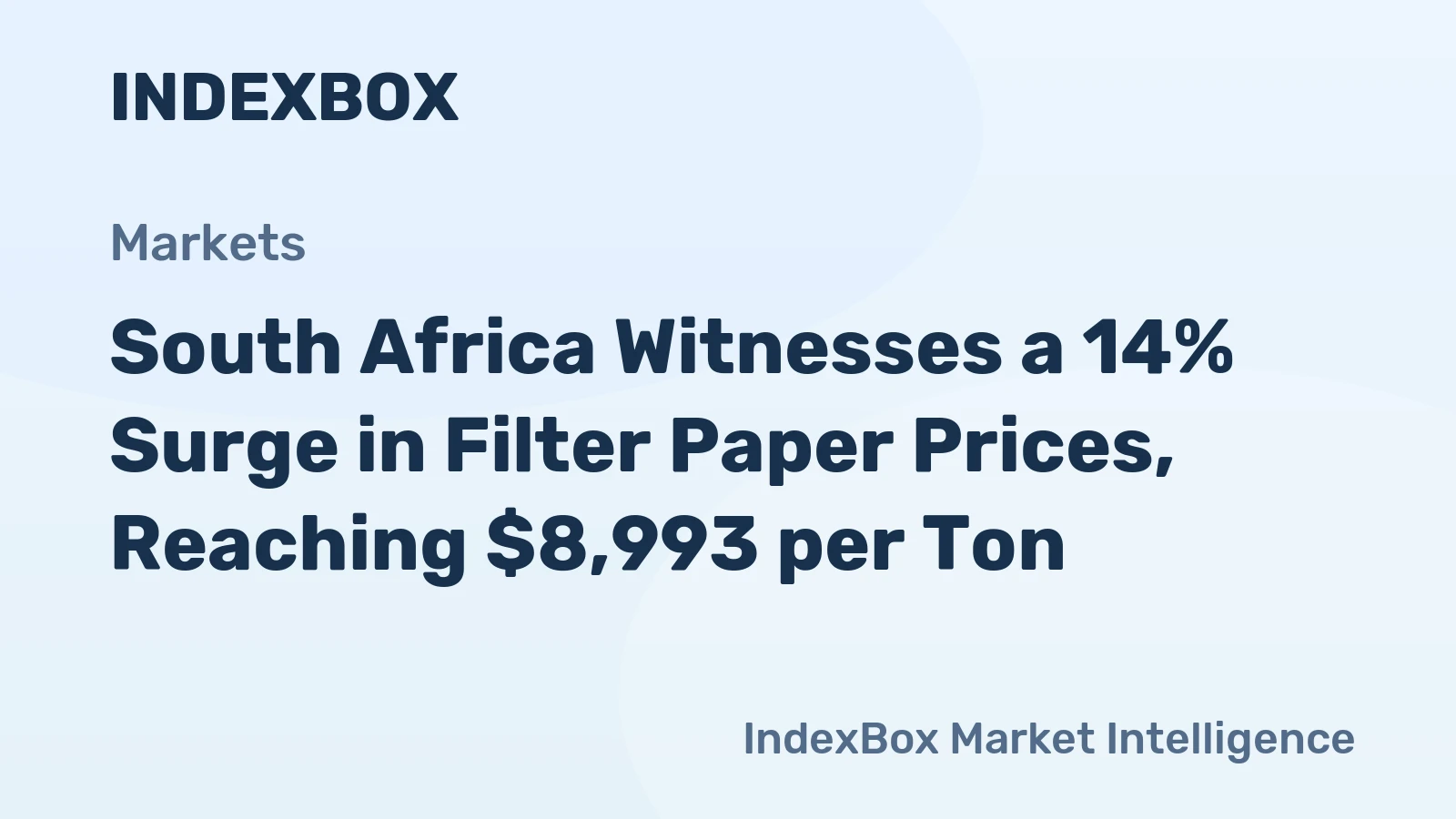 South Africa Witnesses a 14% Surge in Filter Paper Prices, Reaching $8,993 per Ton.