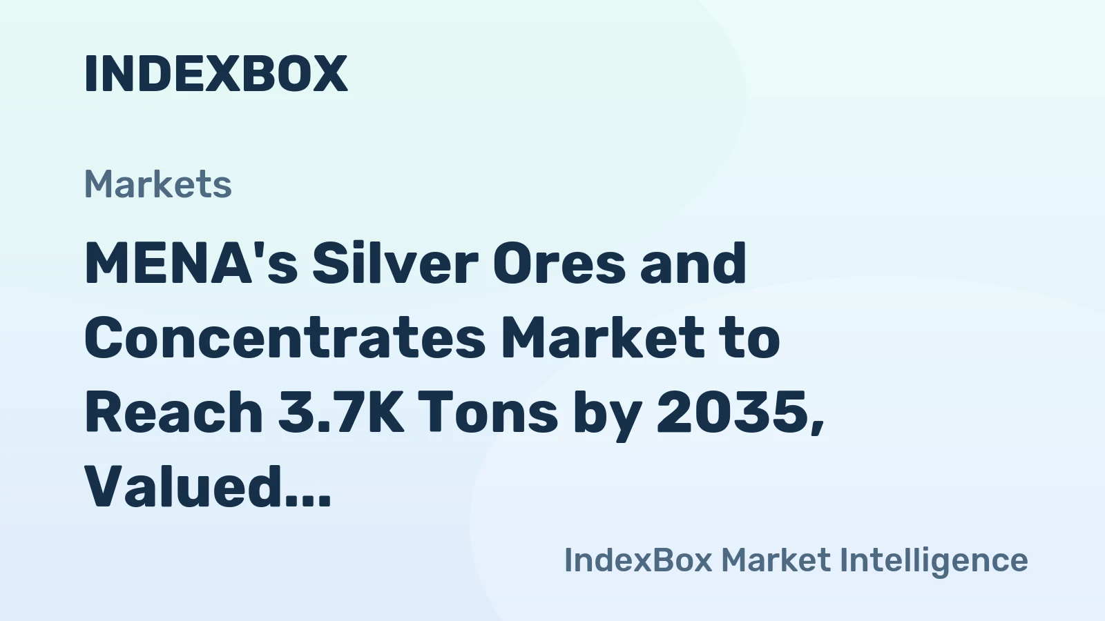 MENA's Silver Ores and Concentrates Market to Reach 3.7K Tons by 2035, Valued at $130M