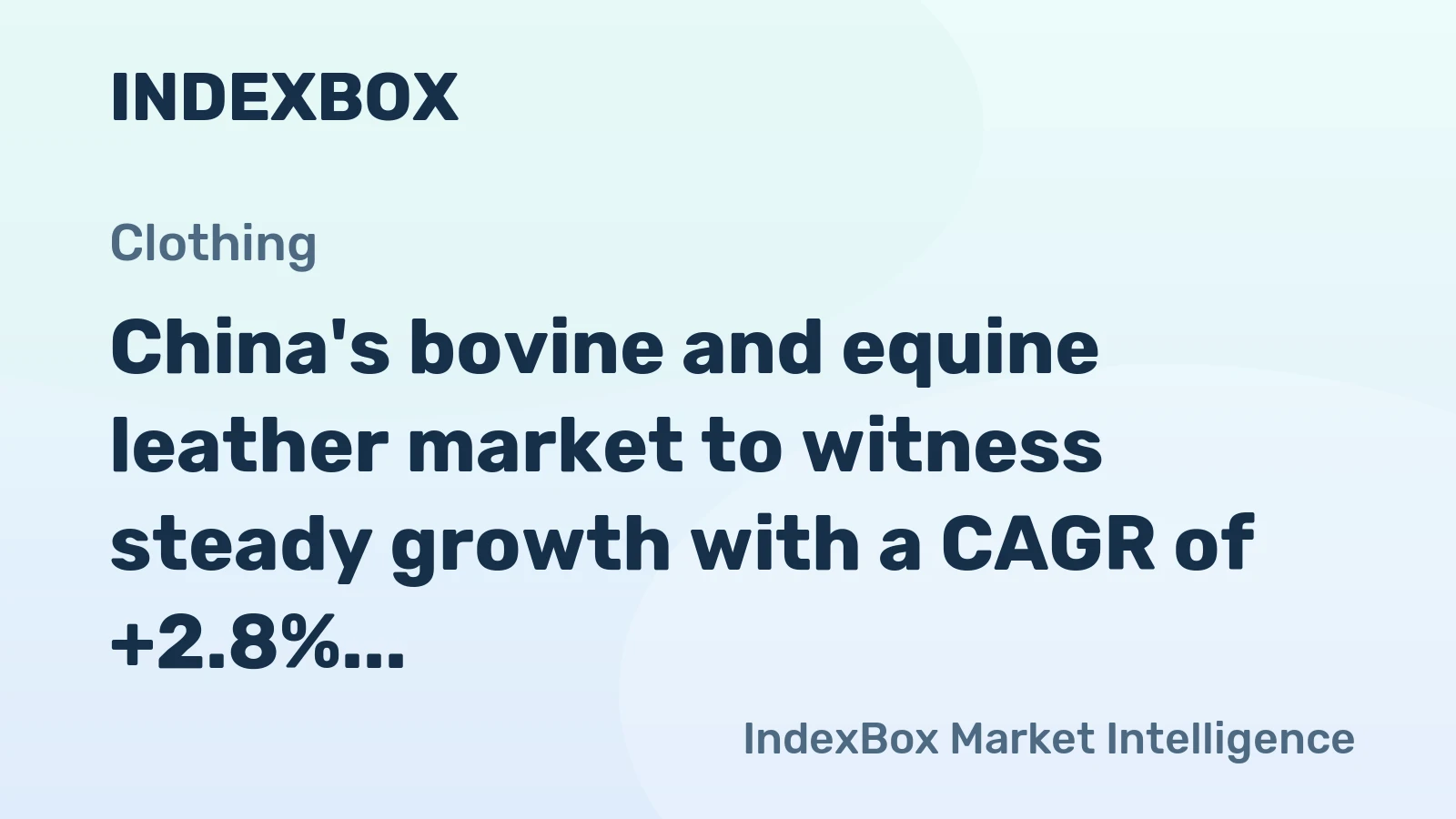 China's bovine and equine leather market to witness steady growth with a CAGR of +2.8% over the next decade