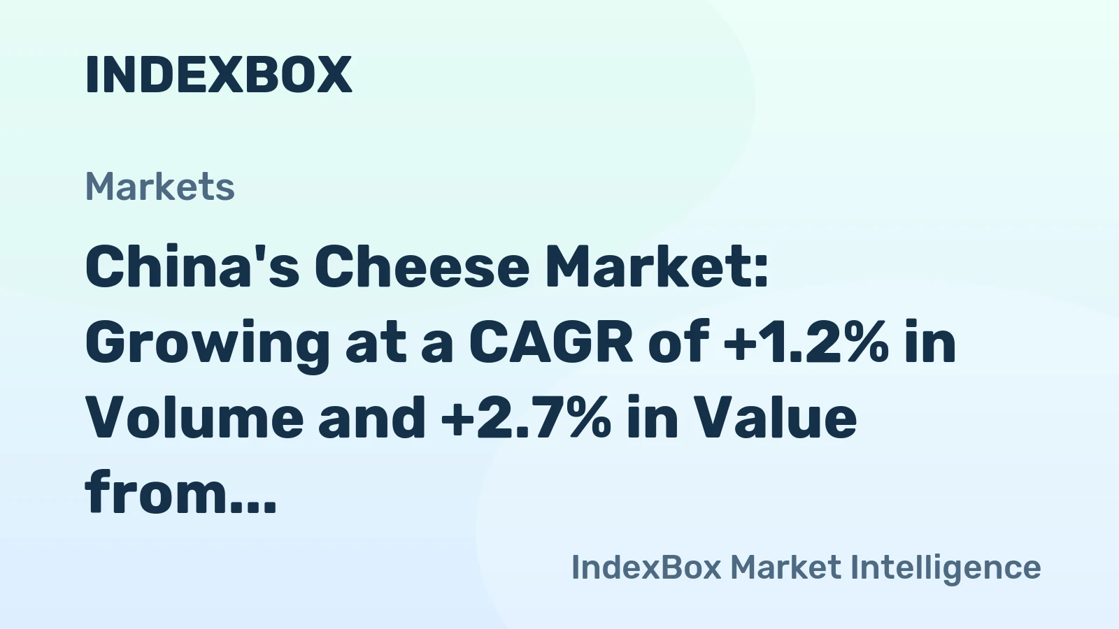 China's Cheese Market: Growing at a CAGR of +1.2% in Volume and +2.7% in Value from 2024 to 2035