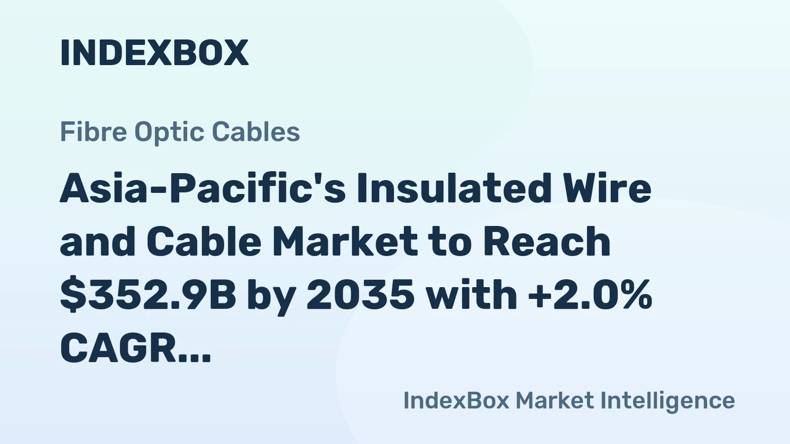 Asia-Pacific's Insulated Wire and Cable Market to Reach $352.9B by 2035 with +2.0% CAGR in Volume