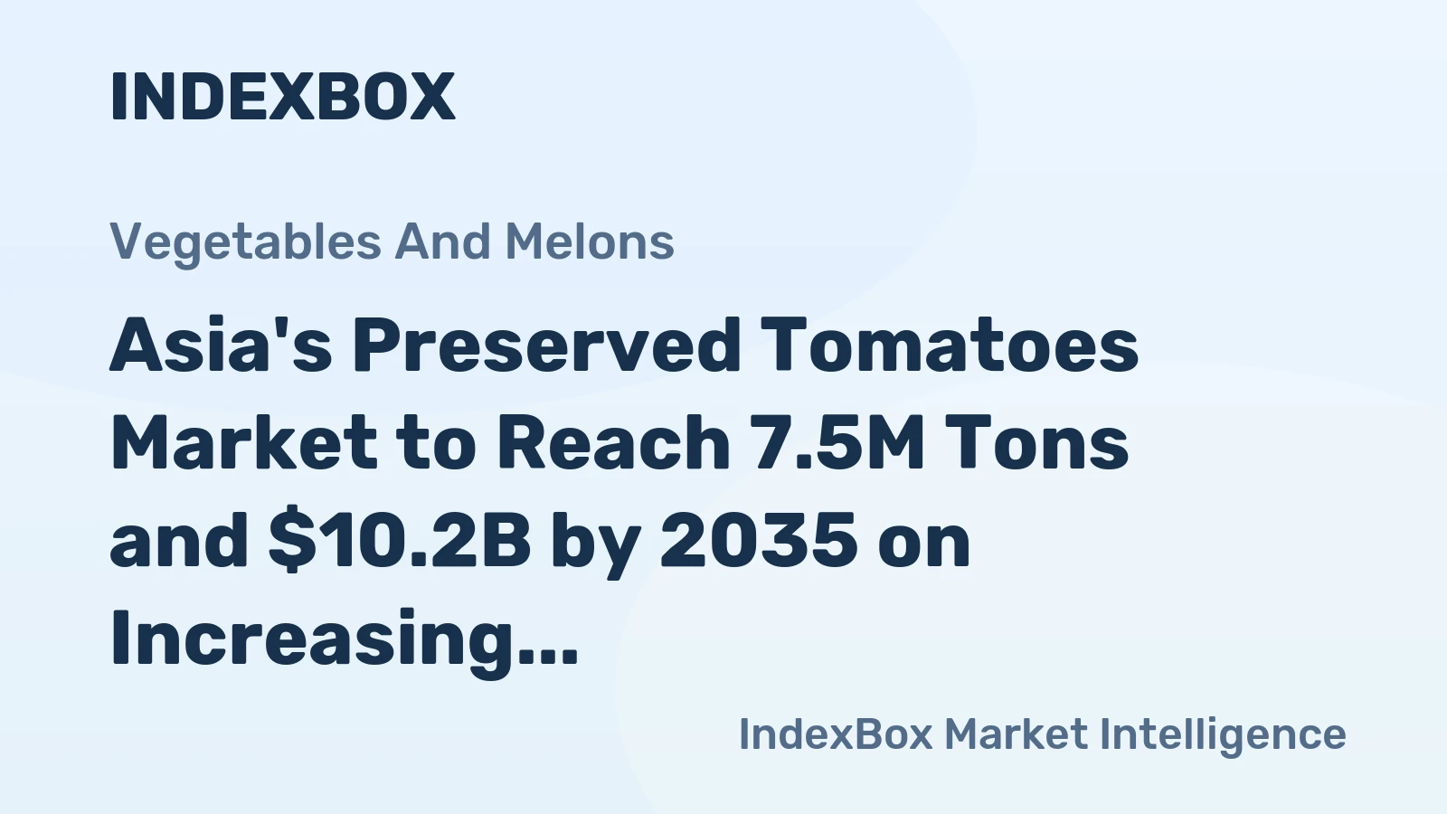 Asia's Preserved Tomatoes Market to Reach 7.5M Tons and $10.2B by 2035 on Increasing Demand