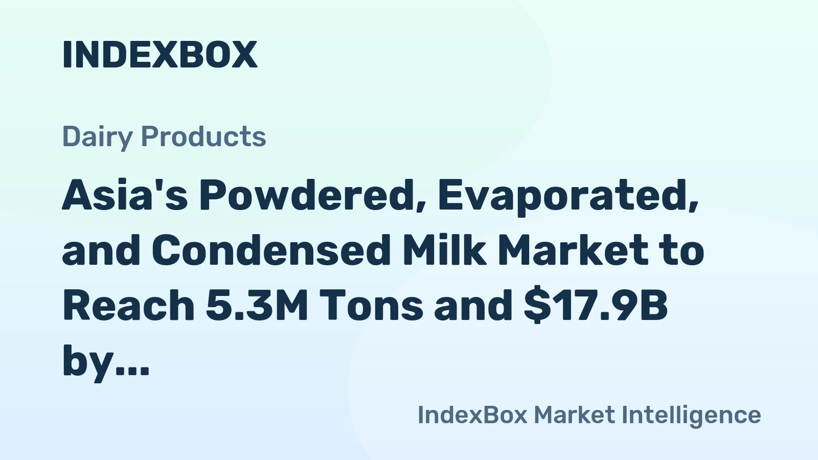 Asia's Powdered, Evaporated, and Condensed Milk Market to Reach 5.3M Tons and $17.9B by 2035