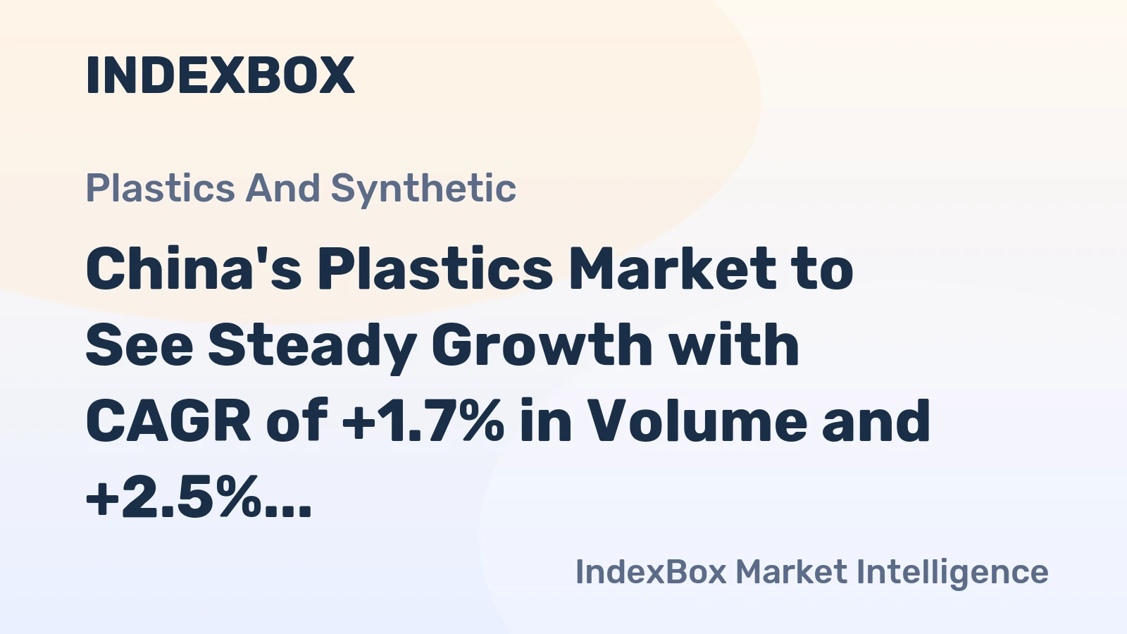 China's Plastics Market to See Steady Growth with CAGR of +1.7% in Volume and +2.5% in Value by 2035