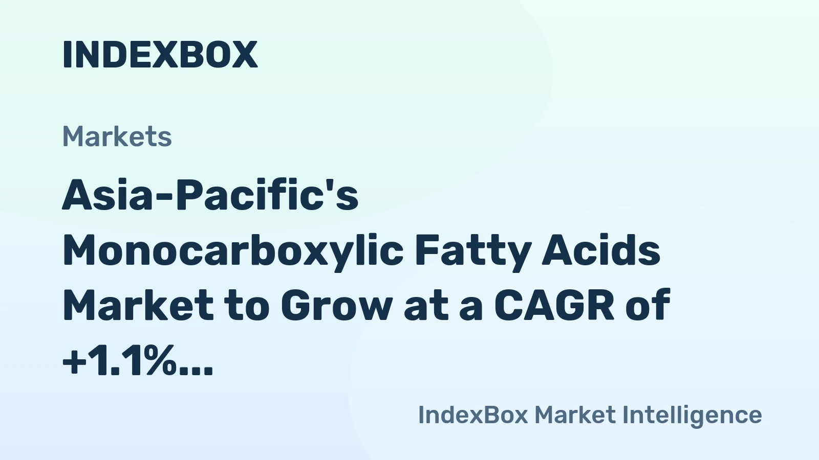 Asia-Pacific's Monocarboxylic Fatty Acids Market to Grow at a CAGR of +1.1% Over the Next Decade