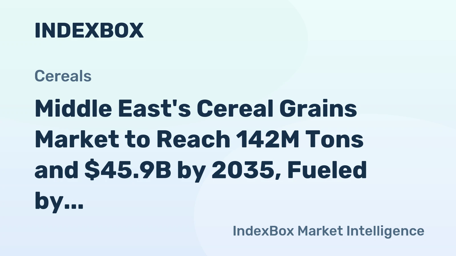 Middle East's Cereal Grains Market to Reach 142M Tons and $45.9B by 2035, Fueled by Increasing Demand