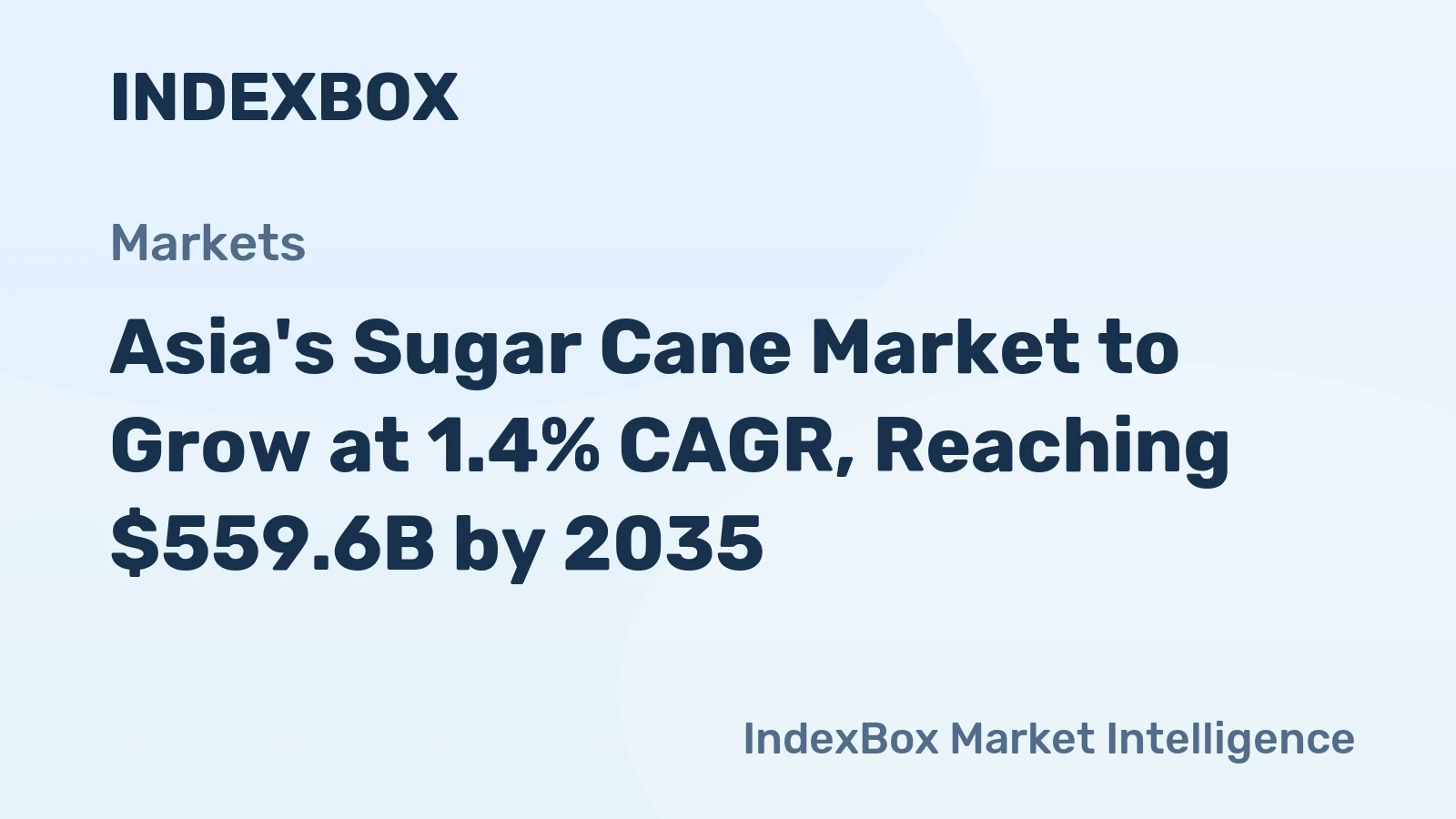 Asia's Sugar Cane Market to Grow at 1.4% CAGR, Reaching $559.6B by 2035