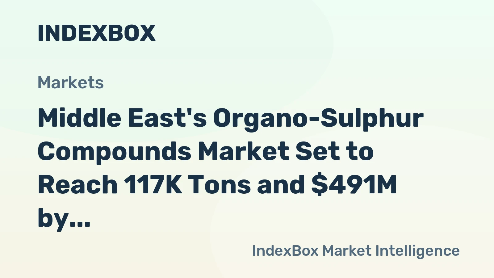 Middle East's Organo-Sulphur Compounds Market Set to Reach 117K Tons and $491M by 2035