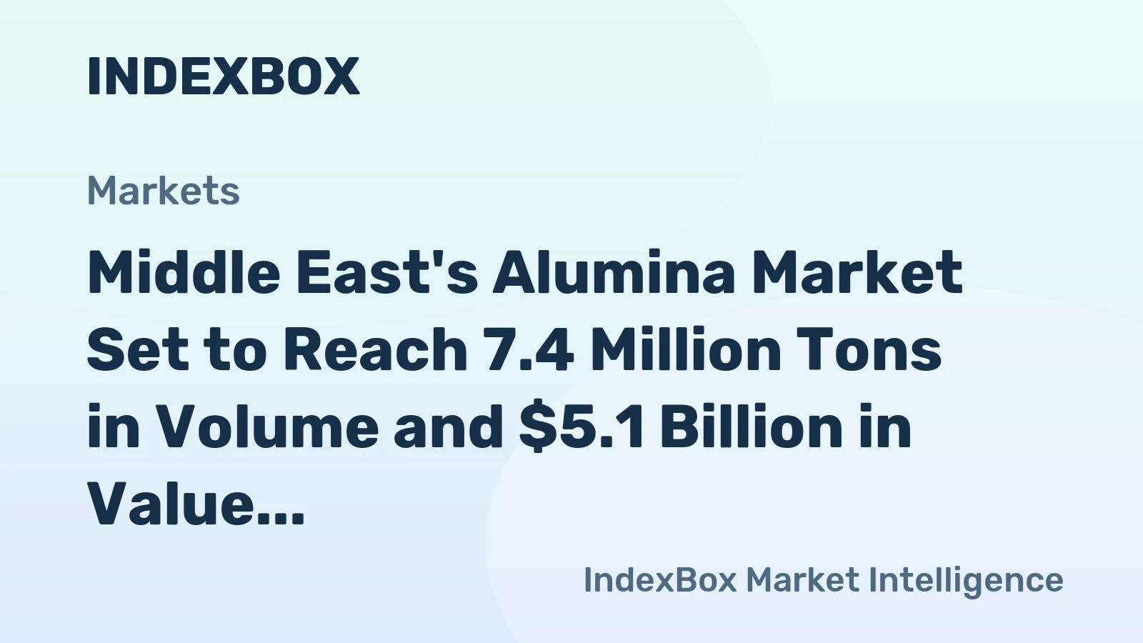 Middle East's Alumina Market Set to Reach 7.4 Million Tons in Volume and $5.1 Billion in Value