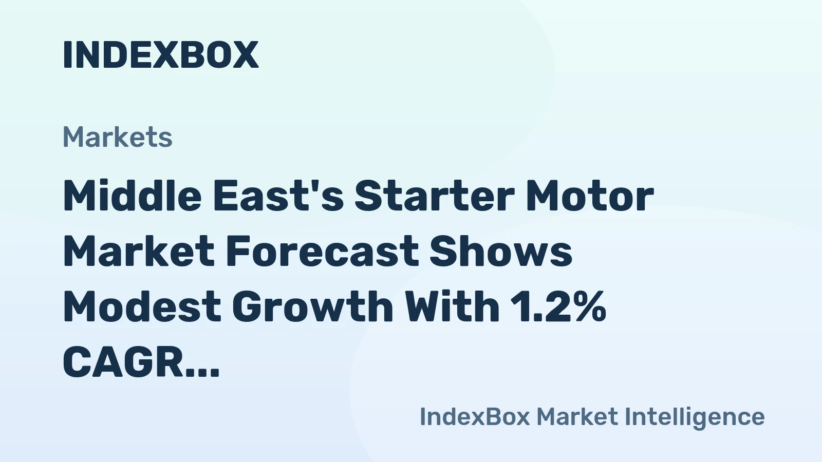 Middle East's Starter Motor Market Forecast Shows Modest Growth With 1.2% CAGR to 2035