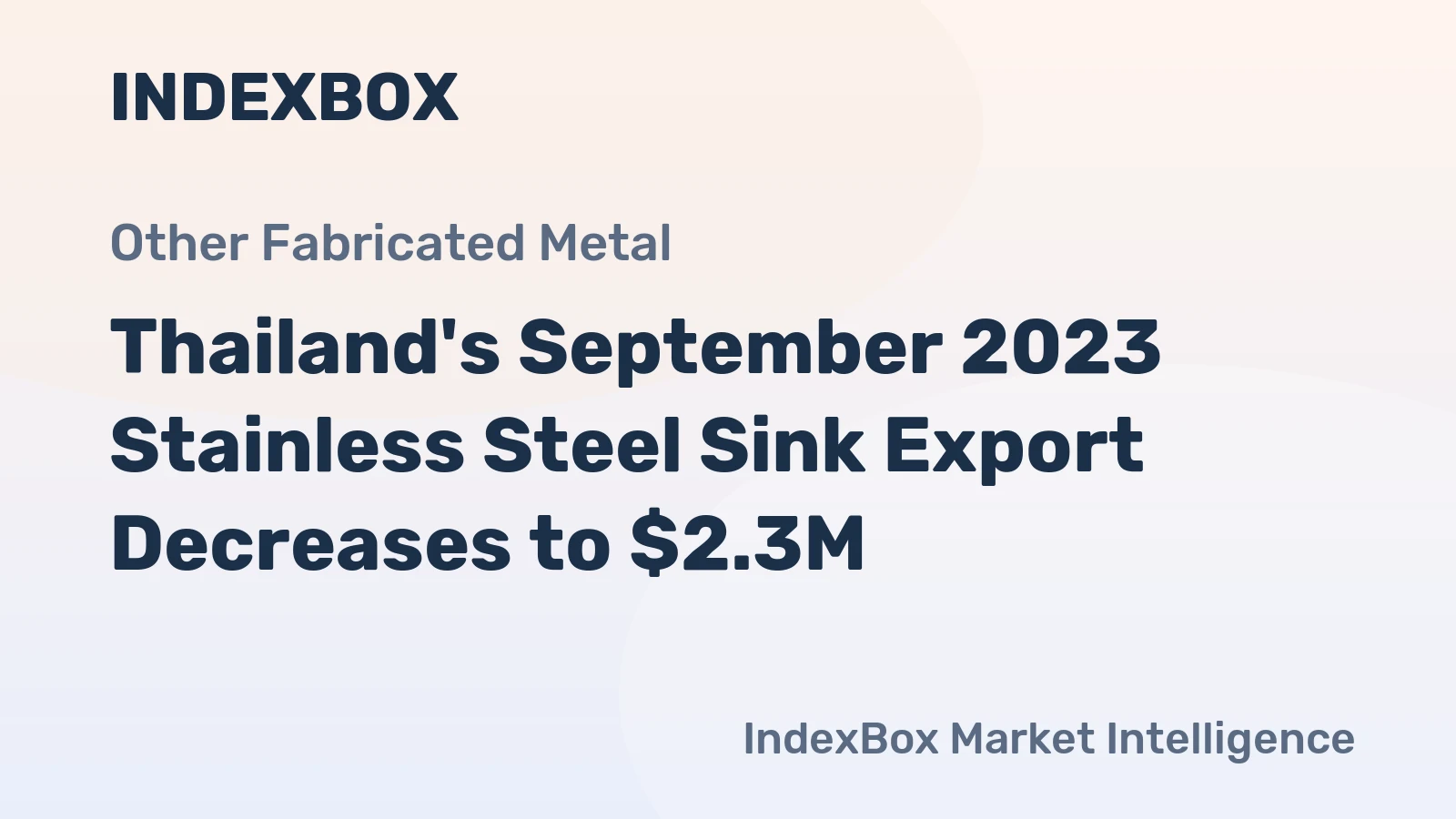Thailand's September 2023 Stainless Steel Sink Export Decreases to $2.3M