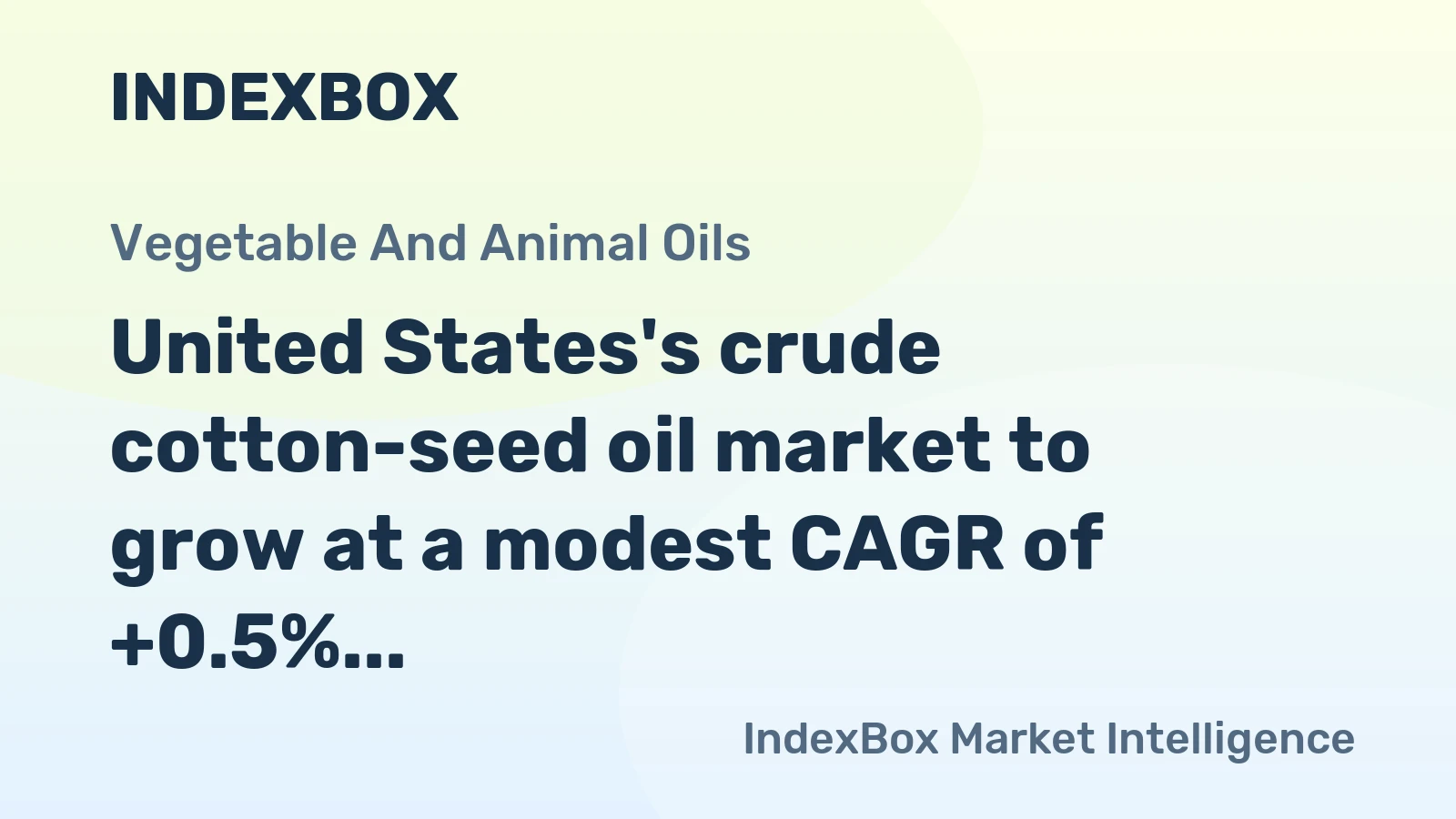United States's crude cotton-seed oil market to grow at a modest CAGR of +0.5% through 2035, reaching $22M.