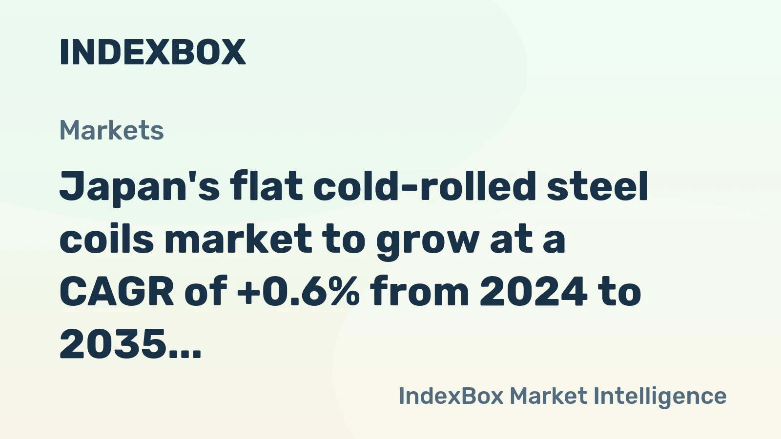 Japan's flat cold-rolled steel coils market to grow at a CAGR of +0.6% from 2024 to 2035, reaching $4.9B by 2035