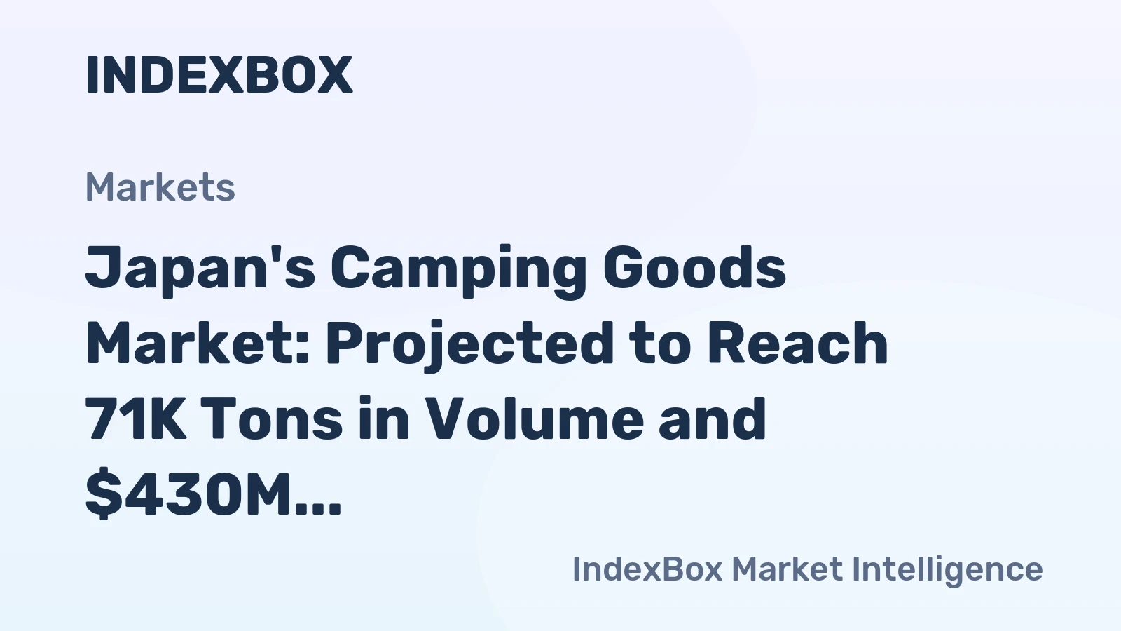 Japan's Camping Goods Market: Projected to Reach 71K Tons in Volume and $430M in Value by 2035