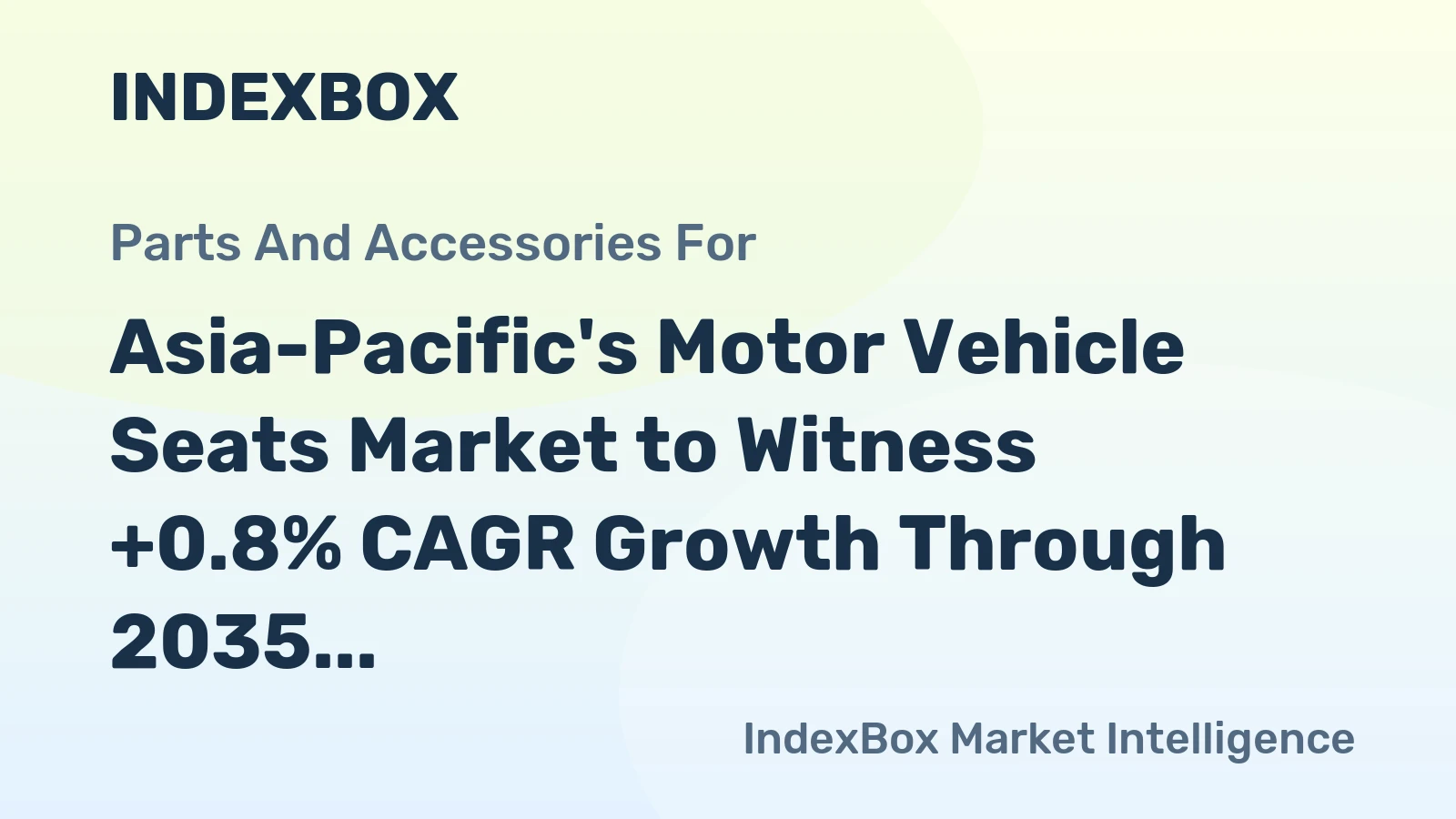 Asia-Pacific's Motor Vehicle Seats Market to Witness +0.8% CAGR Growth Through 2035