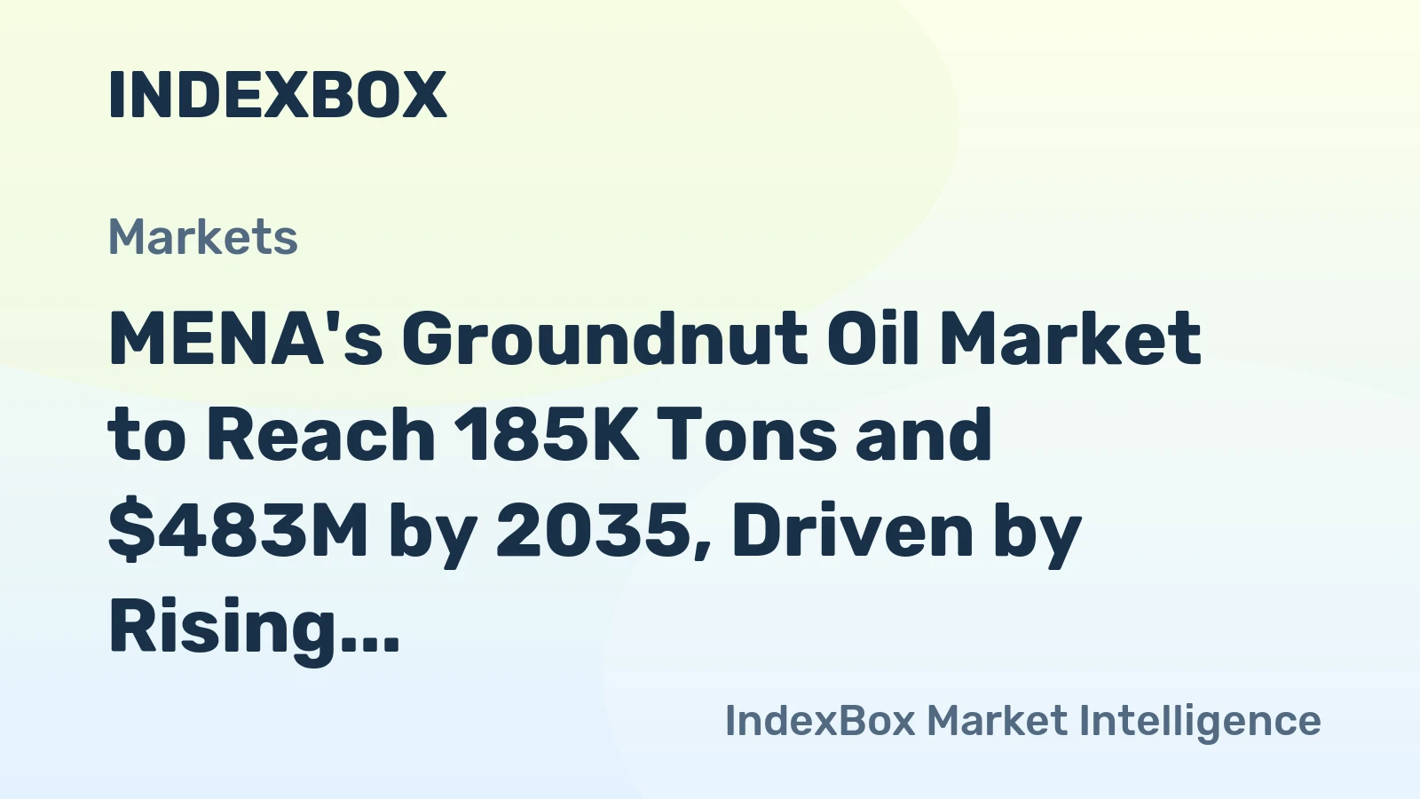 MENA's Groundnut Oil Market to Reach 185K Tons and $483M by 2035, Driven by Rising Demand
