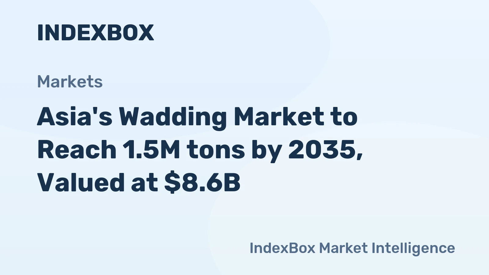 Asia's Wadding Market to Reach 1.5M tons by 2035, Valued at $8.6B