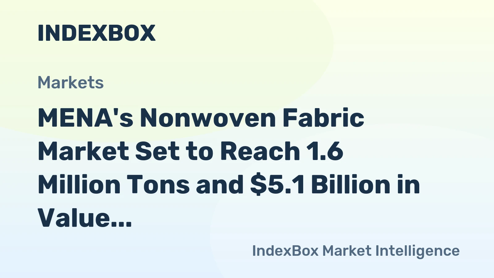 MENA's Nonwoven Fabric Market Set to Reach 1.6 Million Tons and $5.1 Billion in Value