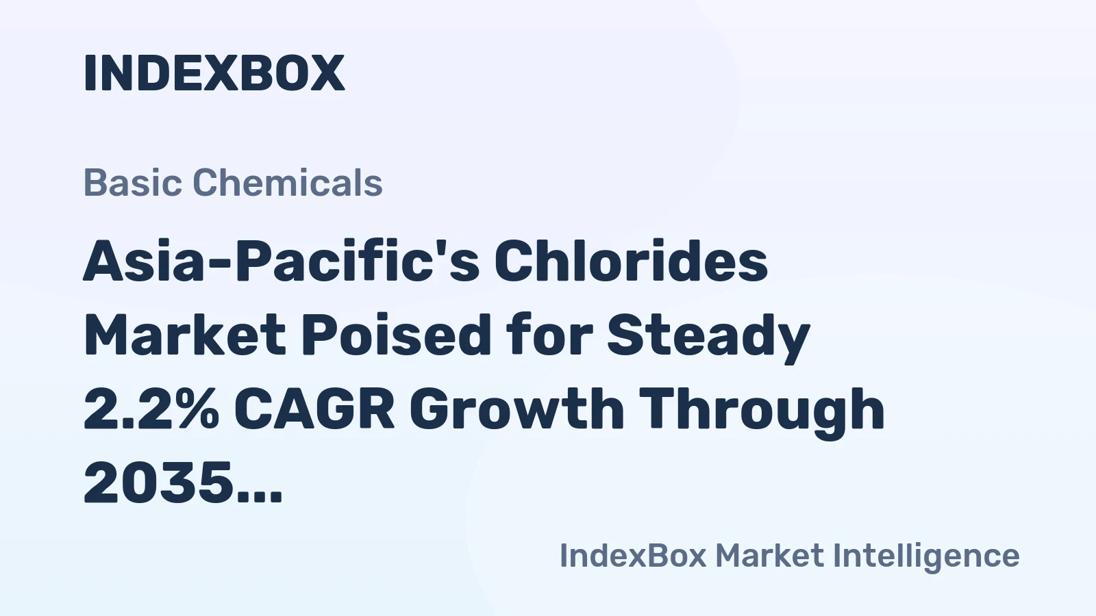 Asia-Pacific's Chlorides Market Poised for Steady 2.2% CAGR Growth Through 2035