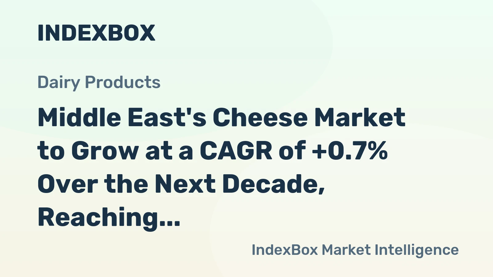 Middle East's Cheese Market to Grow at a CAGR of +0.7% Over the Next Decade, Reaching $14.4B by 2035