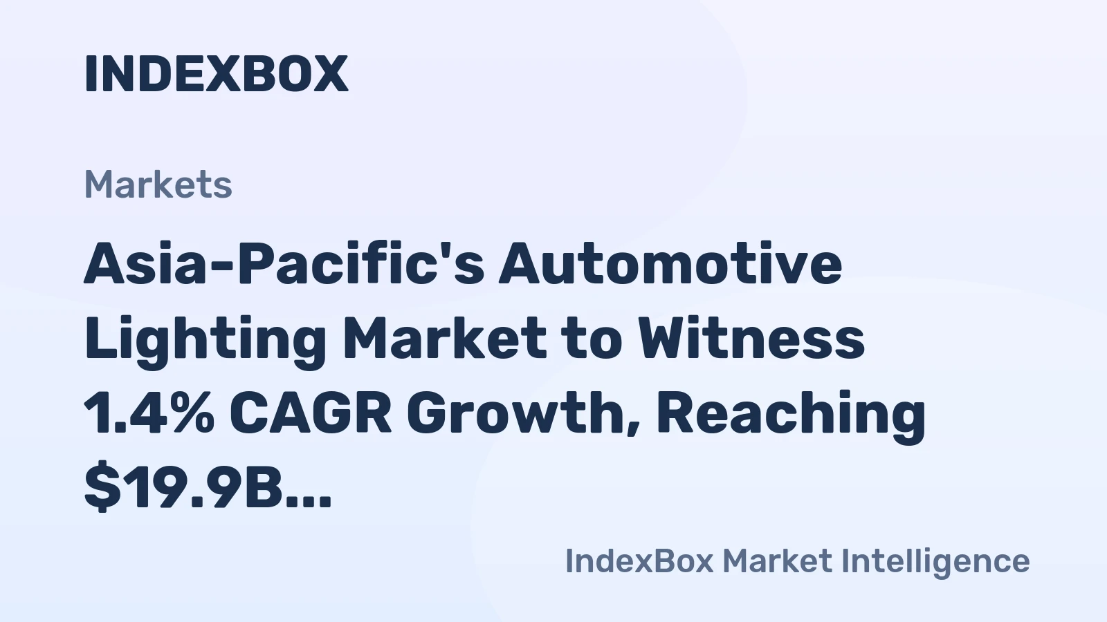 Asia-Pacific's Automotive Lighting Market to Witness 1.4% CAGR Growth, Reaching $19.9B by 2035