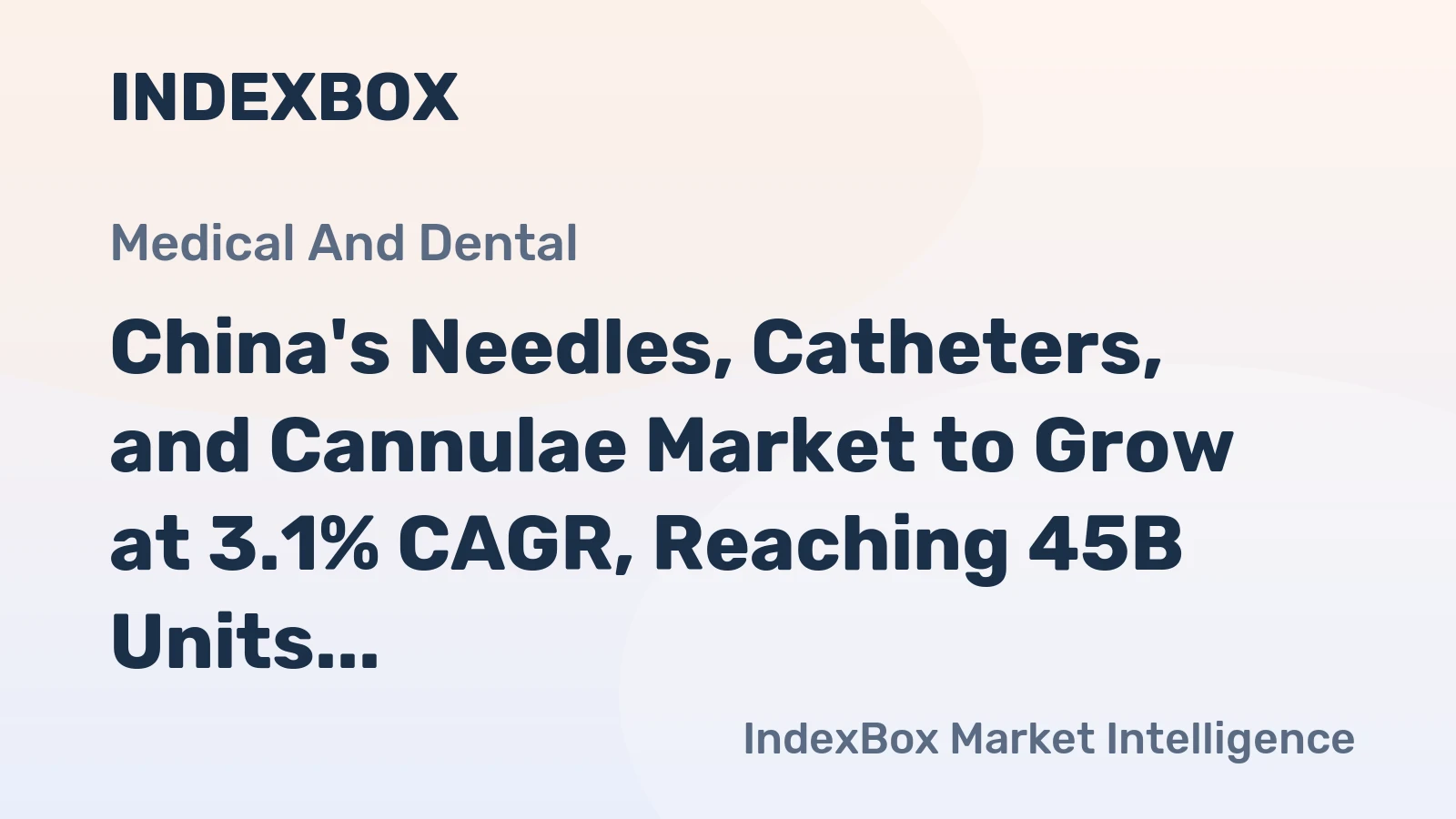 China's Needles, Catheters, and Cannulae Market to Grow at 3.1% CAGR, Reaching 45B Units by 2035