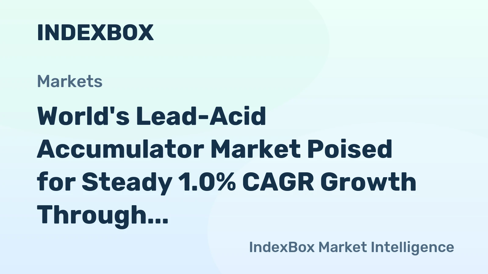 World's Lead-Acid Accumulator Market Poised for Steady 1.0% CAGR Growth Through 2035