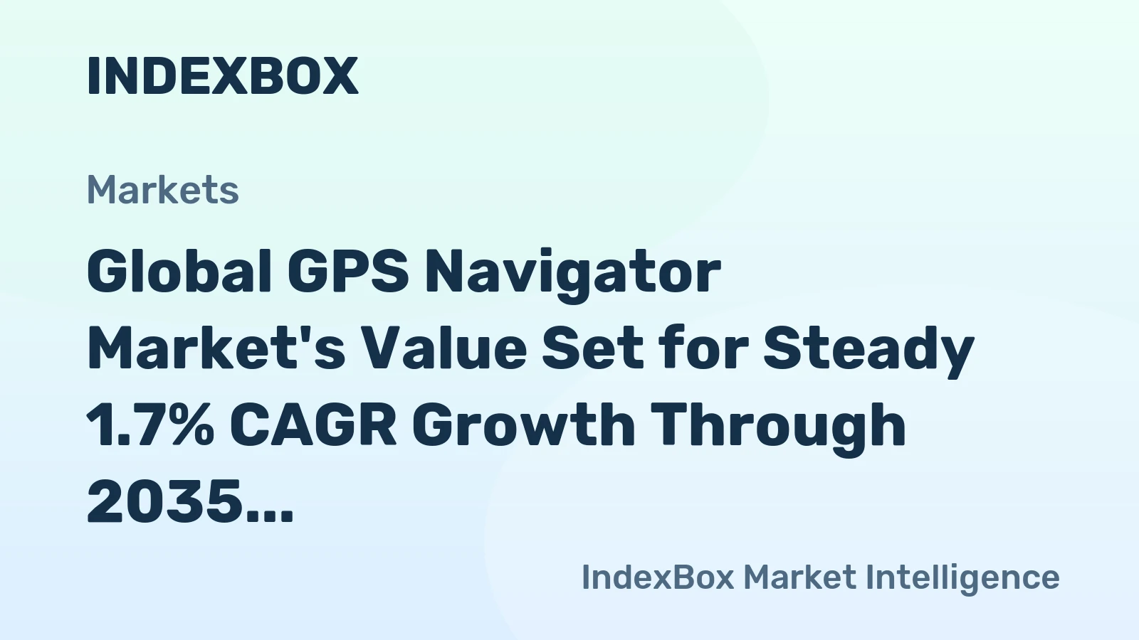 Global GPS Navigator Market's Value Set for Steady 1.7% CAGR Growth Through 2035