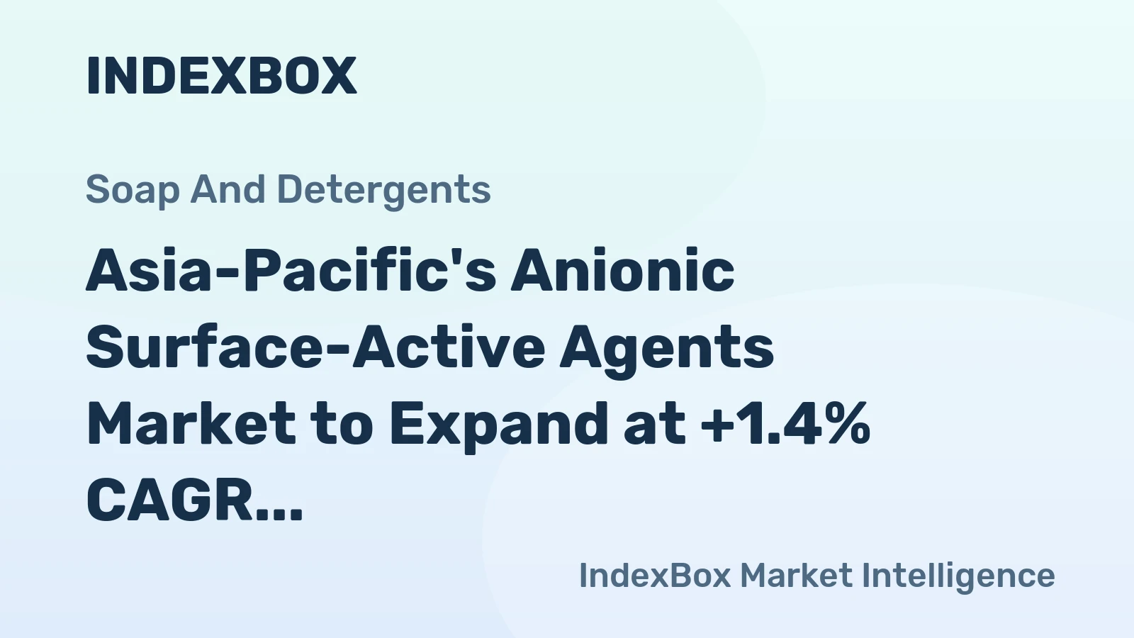 Asia-Pacific's Anionic Surface-Active Agents Market to Expand at +1.4% CAGR, Reaching $11.1B by 2035