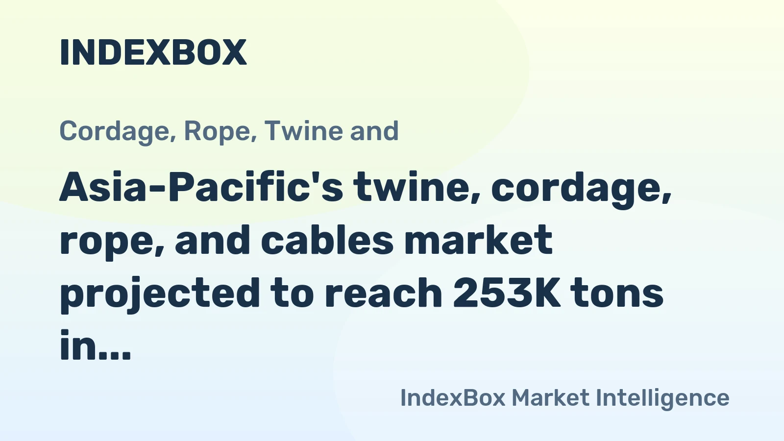 Asia-Pacific's twine, cordage, rope, and cables market projected to reach 253K tons in volume and $1.4B in value by 2035