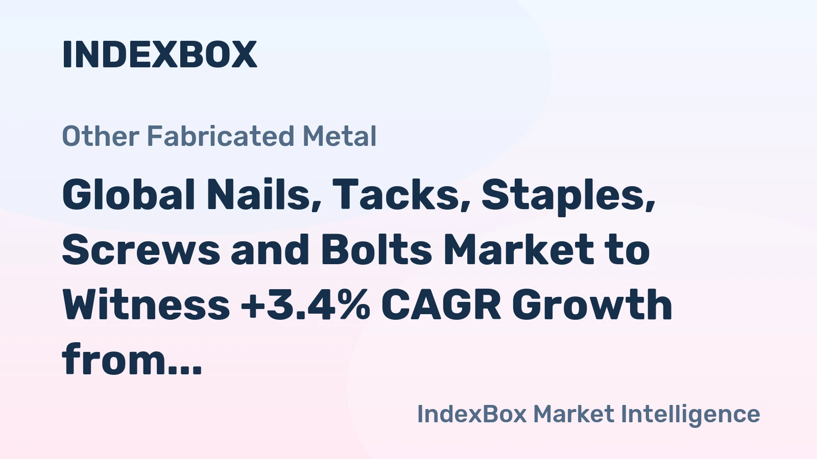 Global Nails, Tacks, Staples, Screws and Bolts Market to Witness +3.4% CAGR Growth from 2024-2030
