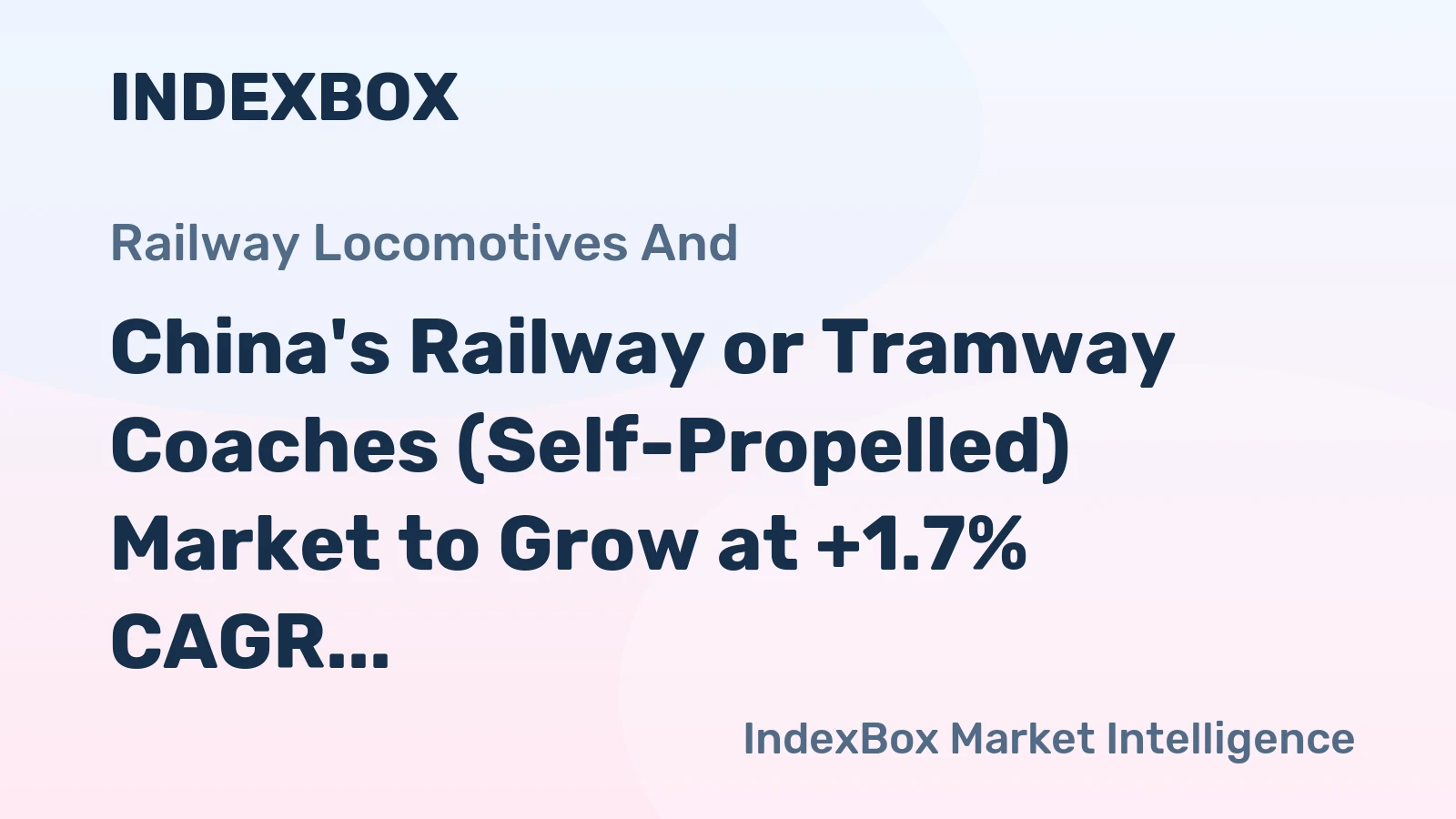 China's Railway or Tramway Coaches (Self-Propelled) Market to Grow at +1.7% CAGR, Expected to Reach $10.3B by 2035