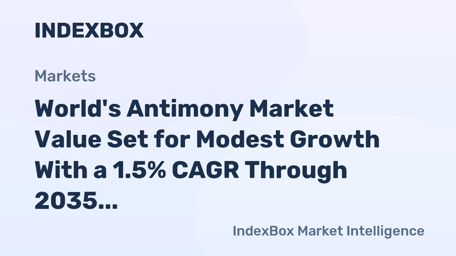 World's Antimony Market Value Set for Modest Growth With a 1.5% CAGR Through 2035