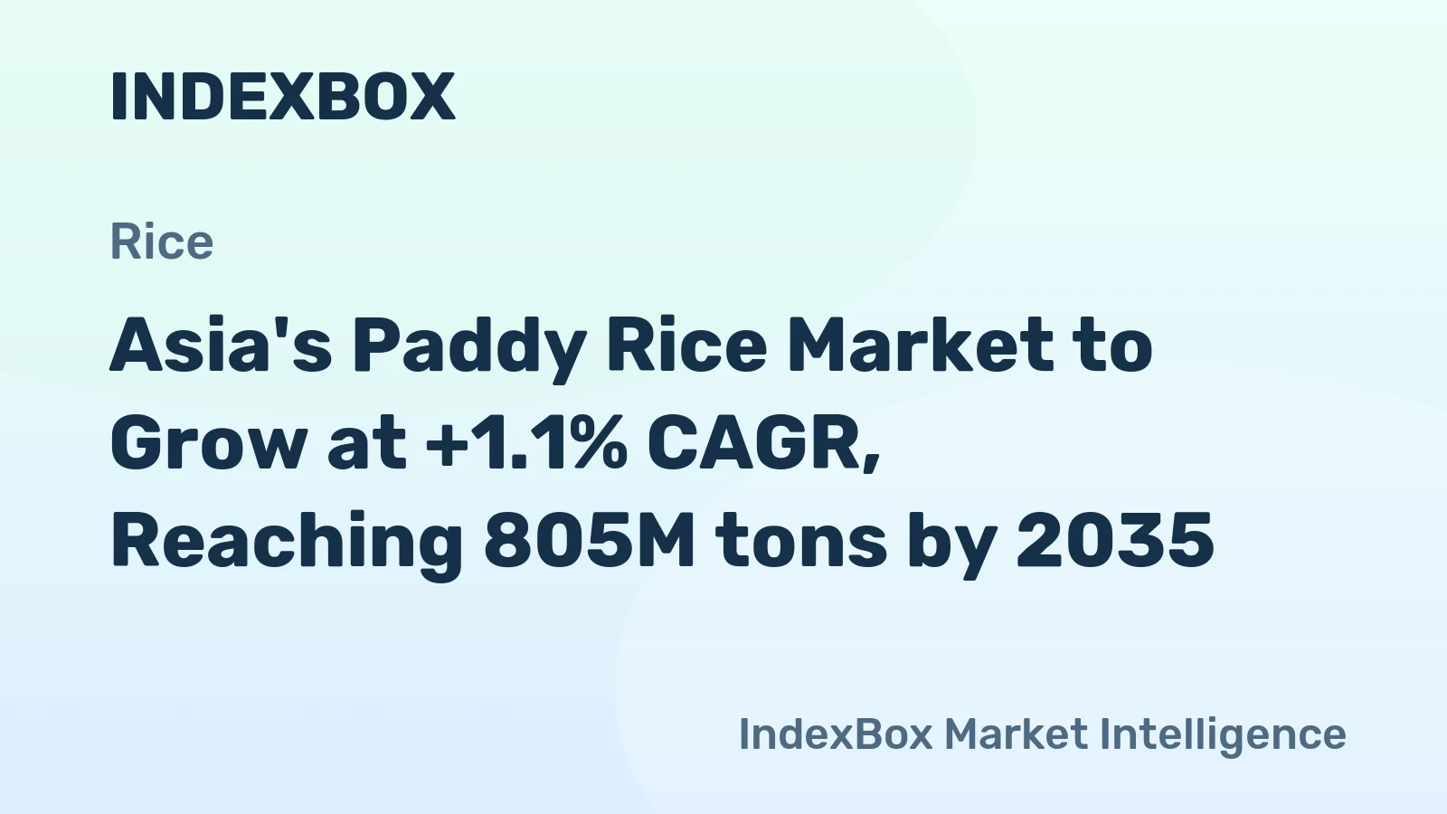 Asia's Paddy Rice Market to Grow at +1.1% CAGR, Reaching 805M tons by 2035
