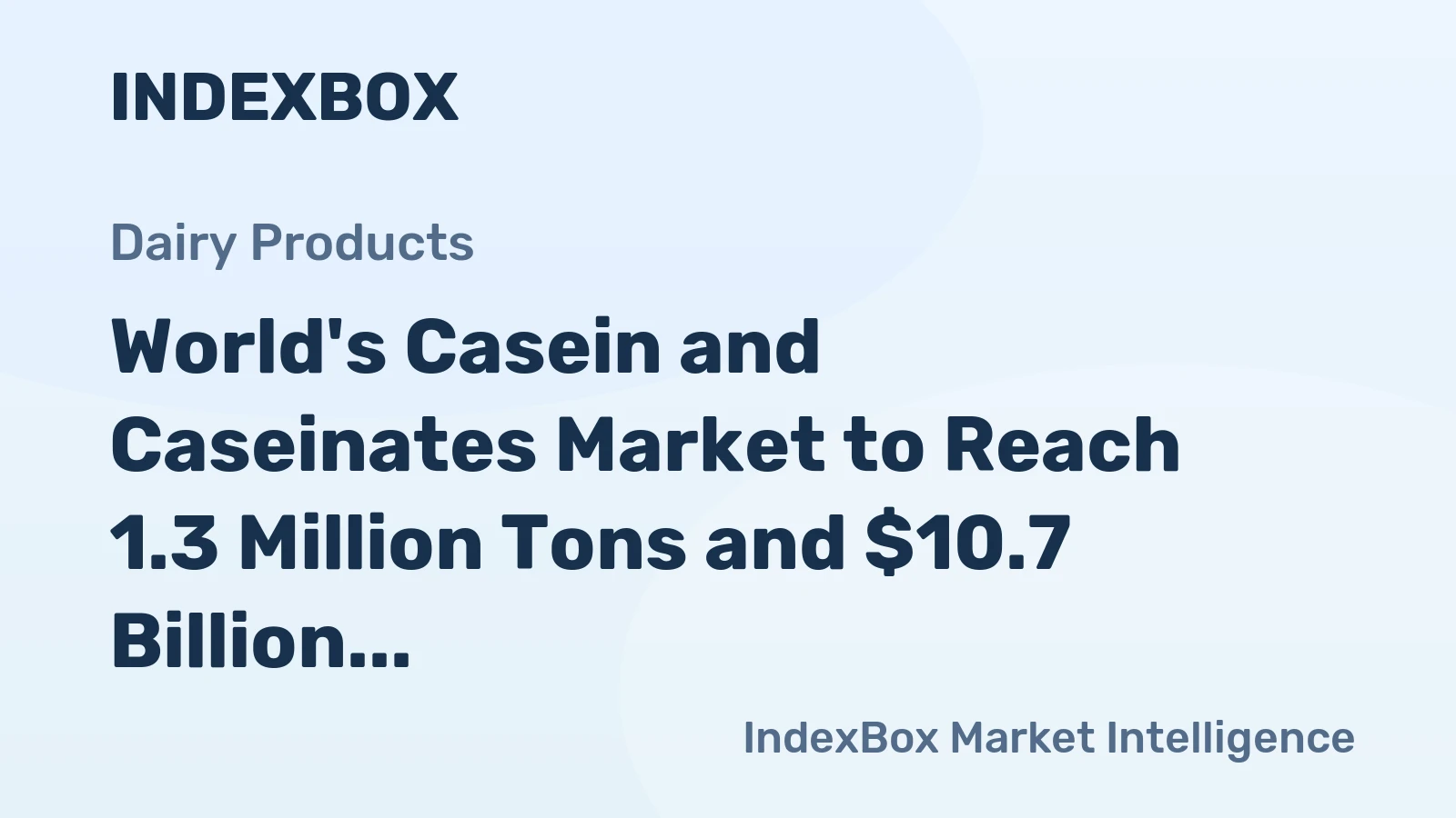 World's Casein and Caseinates Market to Reach 1.3 Million Tons and $10.7 Billion by 2035
