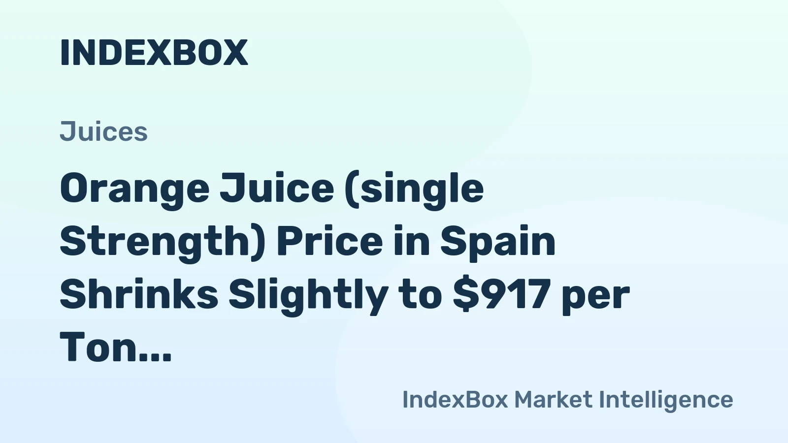 Orange Juice (single Strength) Price in Spain Shrinks Slightly to $917 per Ton