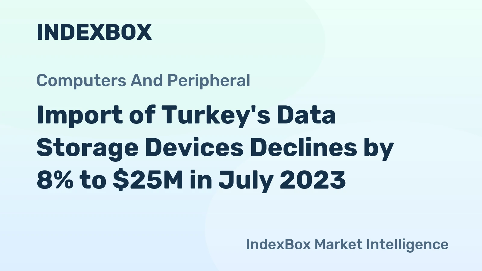 Import of Turkey's Data Storage Devices Declines by 8% to $25M in July 2023.