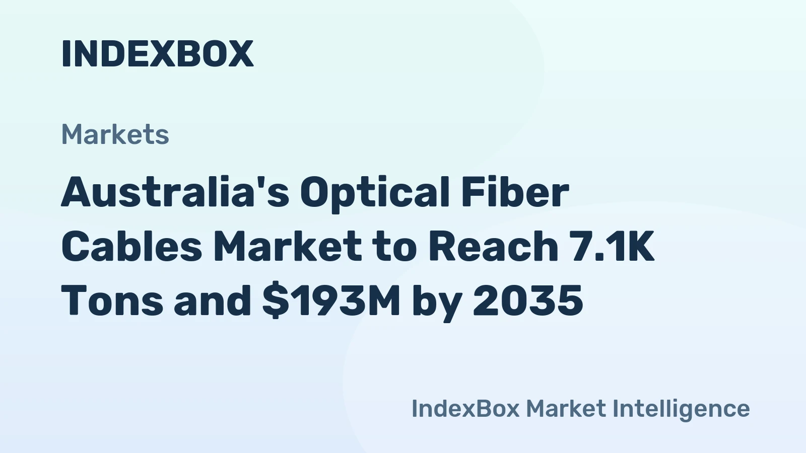 Australia's Optical Fiber Cables Market to Reach 7.1K Tons and $193M by 2035