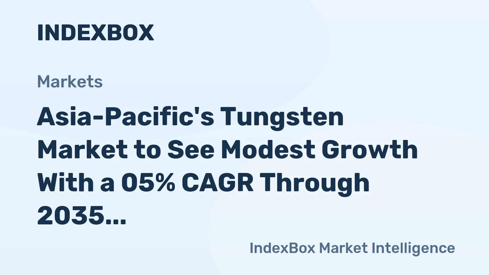 Asia-Pacific's Tungsten Market to See Modest Growth With a 05% CAGR Through 2035