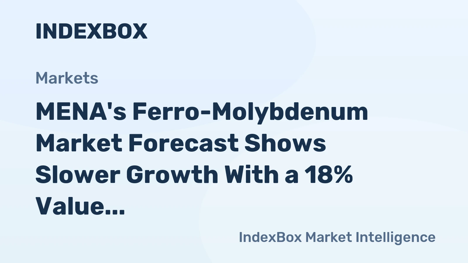 MENA's Ferro-Molybdenum Market Forecast Shows Slower Growth With a 18% Value CAGR
