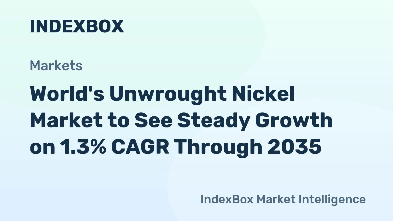 World's Unwrought Nickel Market to See Steady Growth on 1.3% CAGR Through 2035