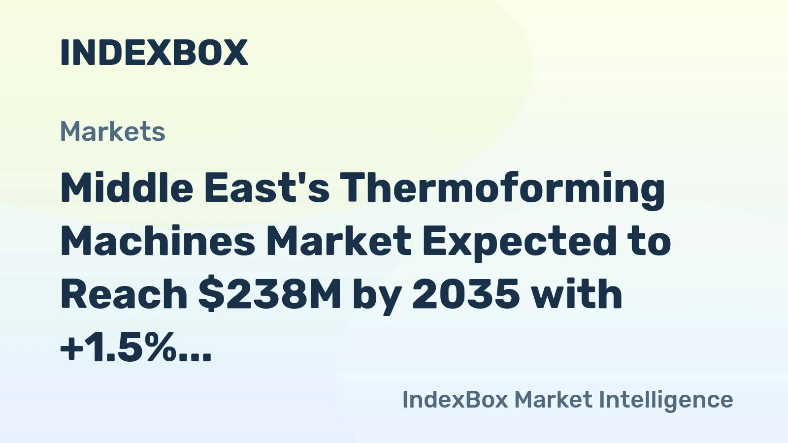Middle East's Thermoforming Machines Market Expected to Reach $238M by 2035 with +1.5% CAGR