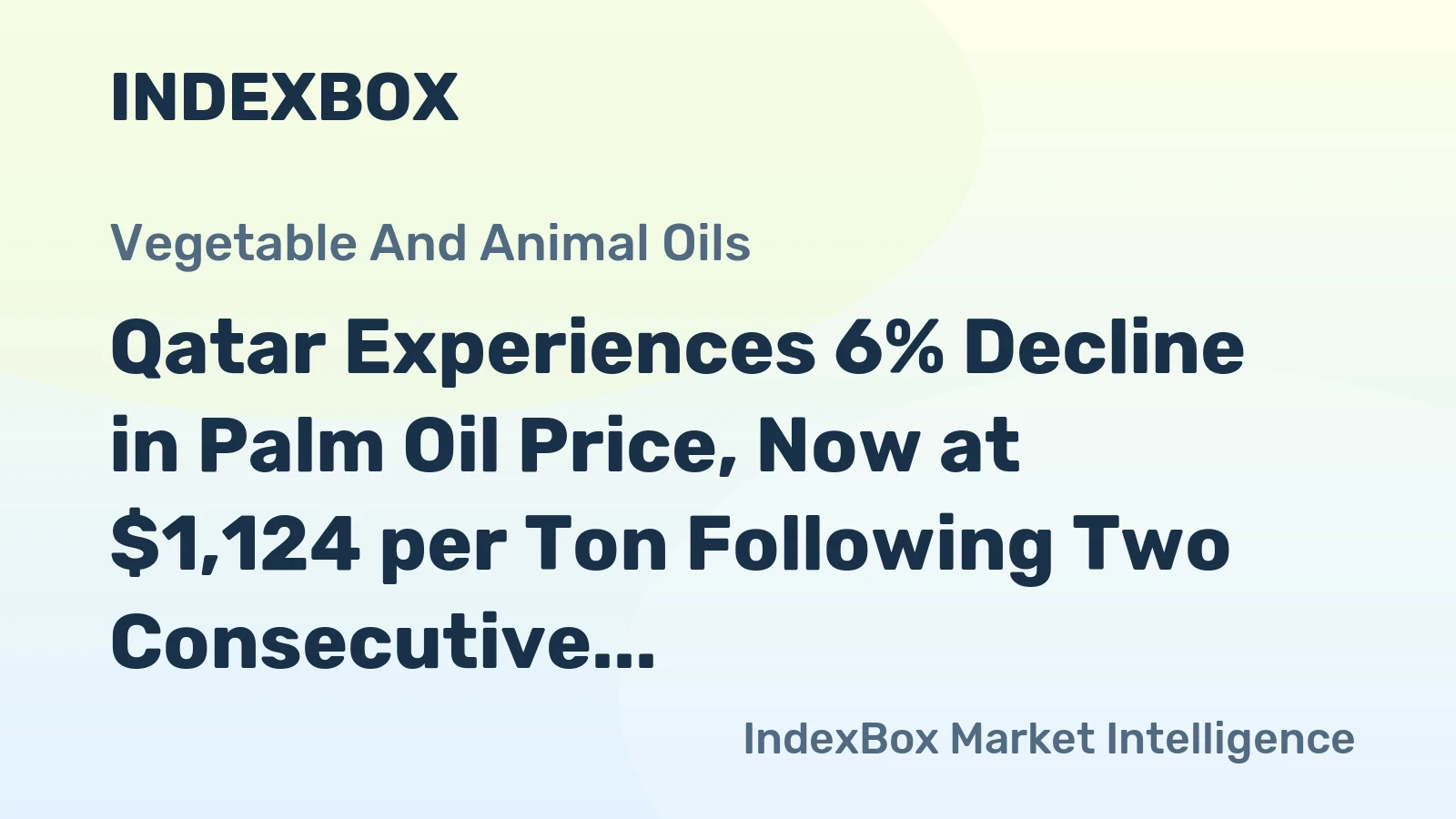 Qatar Experiences 6% Decline in Palm Oil Price, Now at $1,124 per Ton Following Two Consecutive Months of Drop