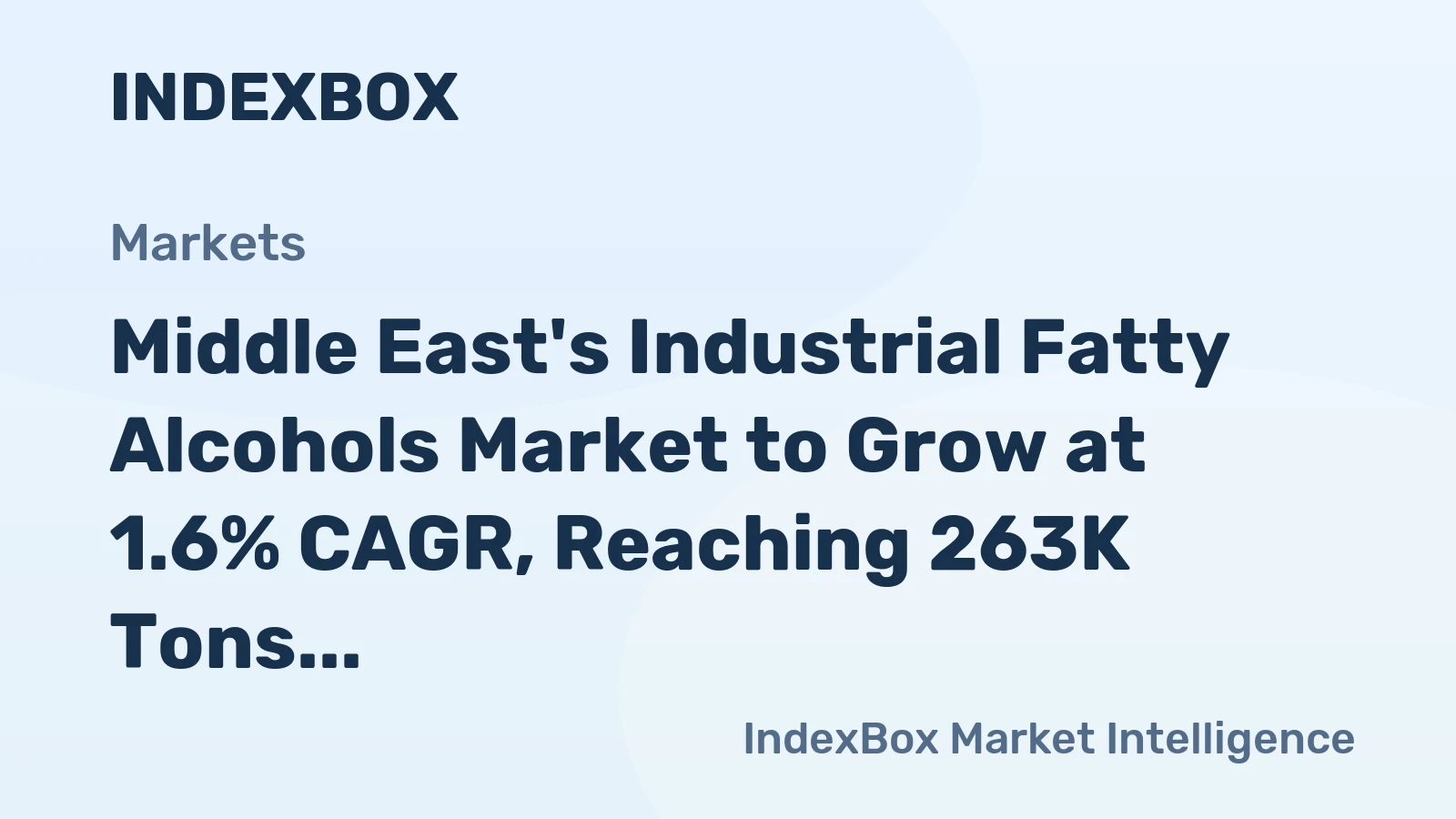 Middle East's Industrial Fatty Alcohols Market to Grow at 1.6% CAGR, Reaching 263K Tons by 2035