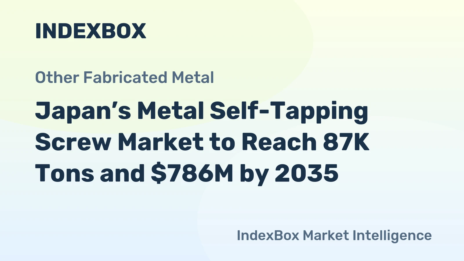 Japan’s Metal Self-Tapping Screw Market to Reach 87K Tons and $786M by 2035