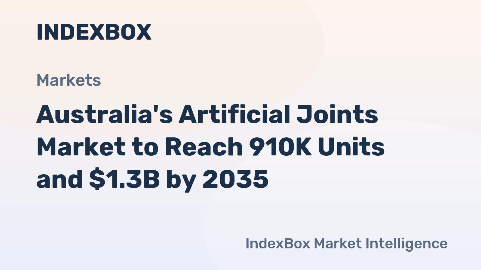 Australia's Artificial Joints Market to Reach 910K Units and $1.3B by 2035