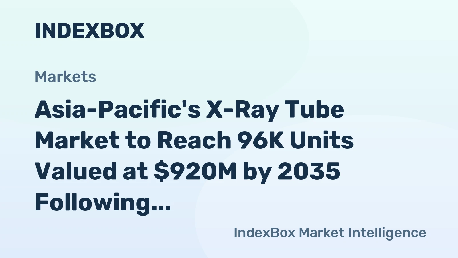 Asia-Pacific's X-Ray Tube Market to Reach 96K Units Valued at $920M by 2035 Following 2024 Contraction