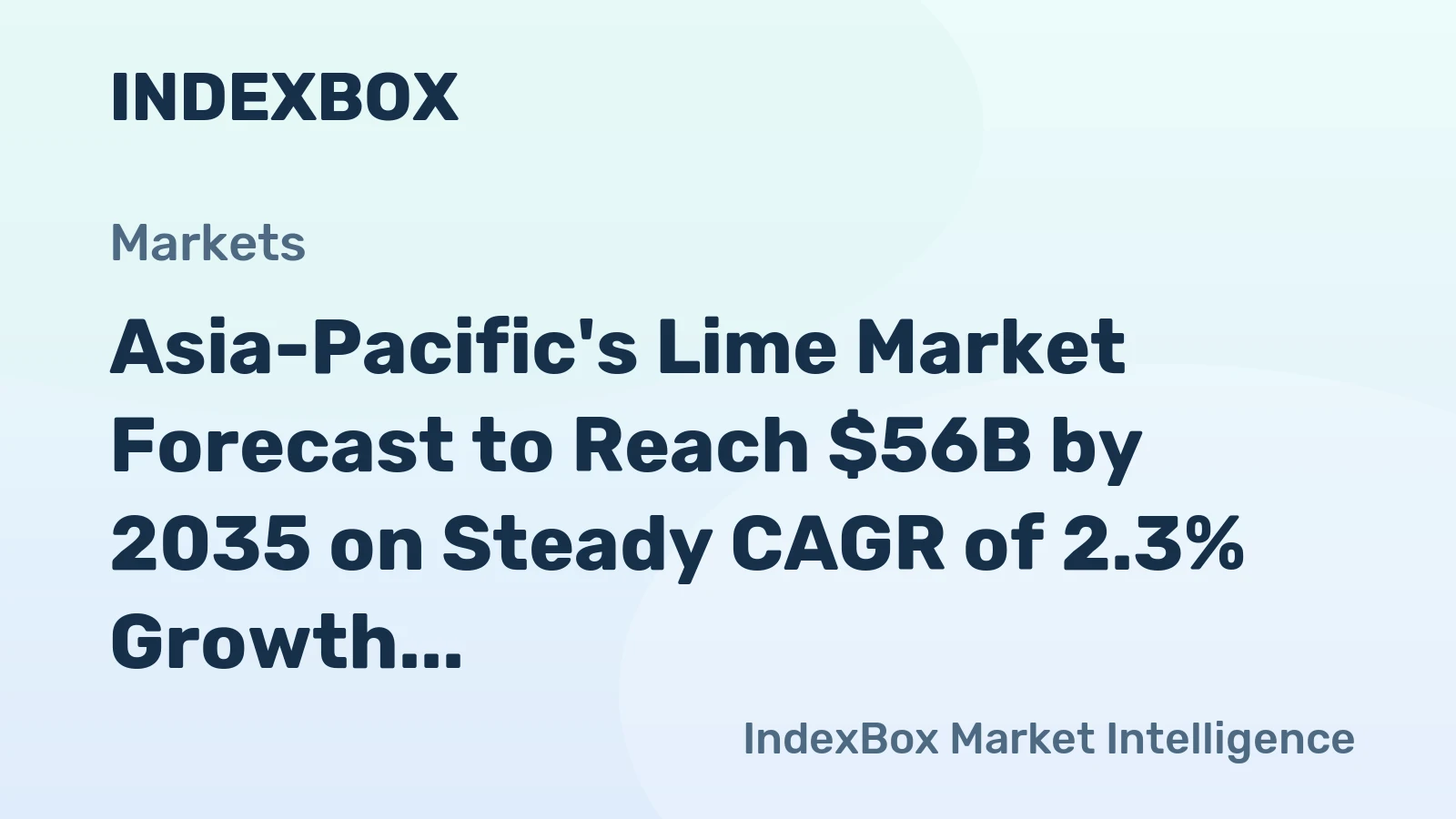 Asia-Pacific's Lime Market Forecast to Reach $56B by 2035 on Steady CAGR of 2.3% Growth